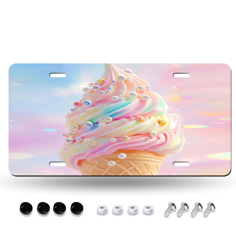 Novelty Decorative License Plate – Colorful Ice Cream with Pearl ...