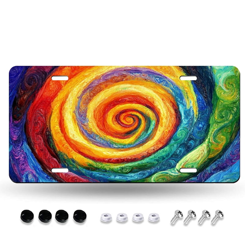 Novelty Decorative License Plate – Colorful Spiral Pattern with Dynamic ...