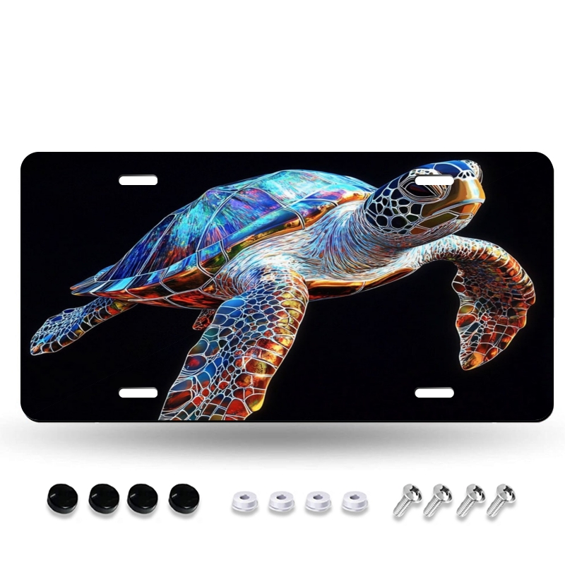Novelty Decorative License Plate – Colorful Stained - glass Style Sea ...