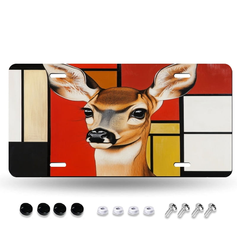 Novelty Decorative License Plate – Deer Head against a Geometric ...