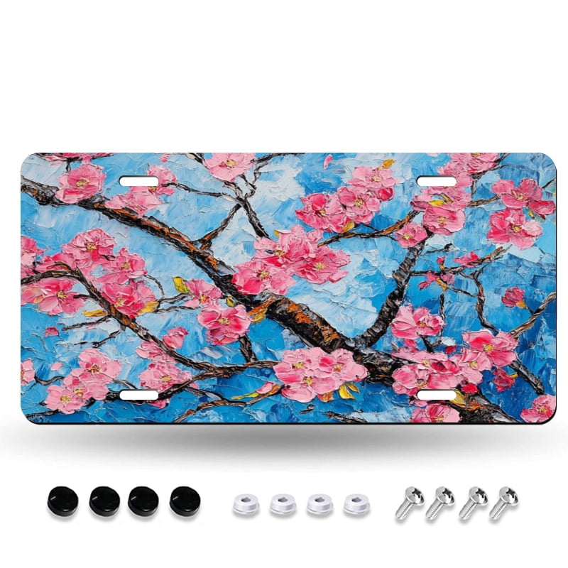 Novelty Decorative License Plate – Delicate Beauty of Pink Cherry ...