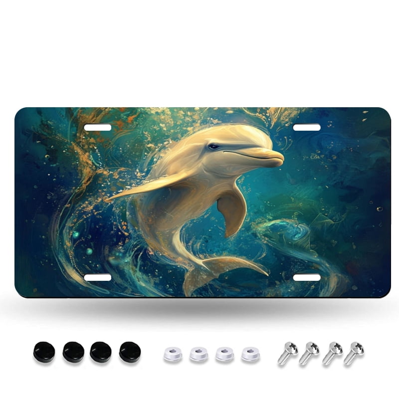 Novelty Decorative License Plate – Dolphin Swimming in a Sea of Light ...