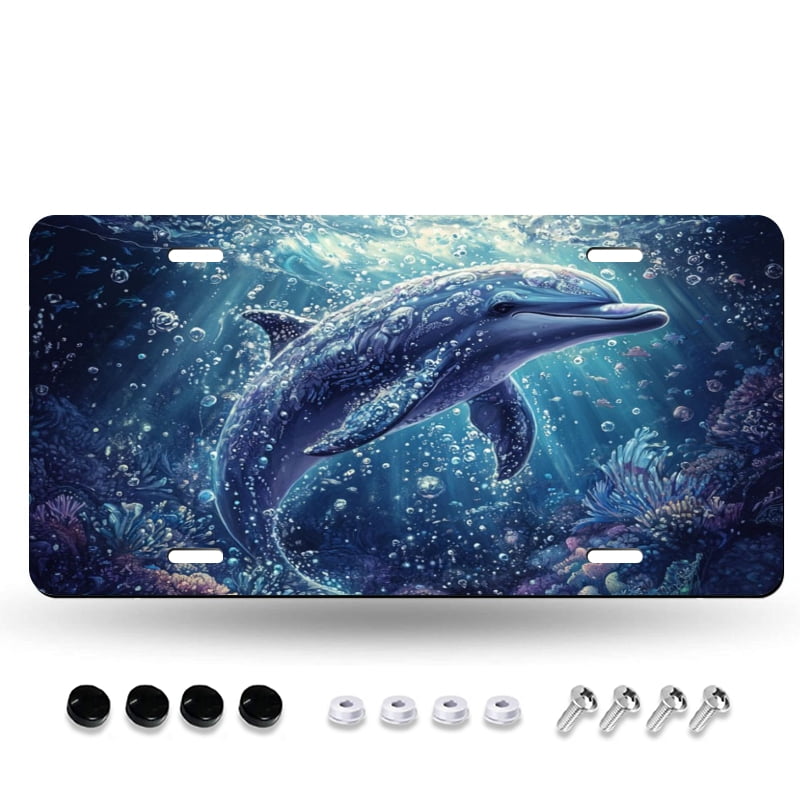 Novelty Decorative License Plate – Dolphin in an Underwater Scene ...
