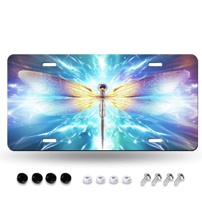 Novelty Decorative License Plate – Dragonfly with Glowing Wings in ...
