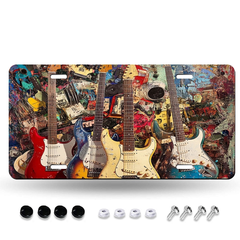 Novelty Decorative License Plate – Eclectic Mix of Electric Guitars on ...