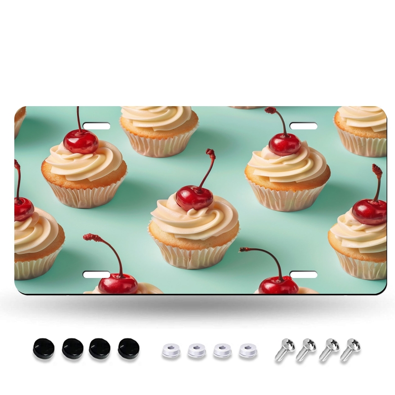 Novelty Decorative License Plate – Elegant Cupcakes with Creamy ...