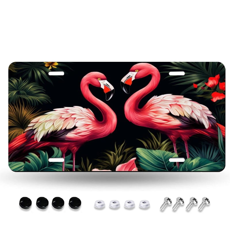 Novelty Decorative License Plate – Flamingos Facing Each Other in ...