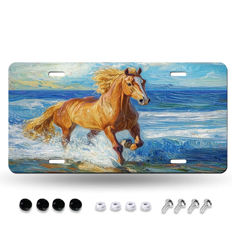 Novelty Decorative License Plate – Galloping Horse by the Sea in Thick ...