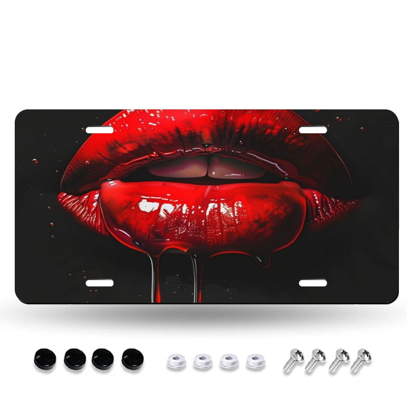 Novelty Decorative License Plate – Glossy Red Lips with Blood - like ...
