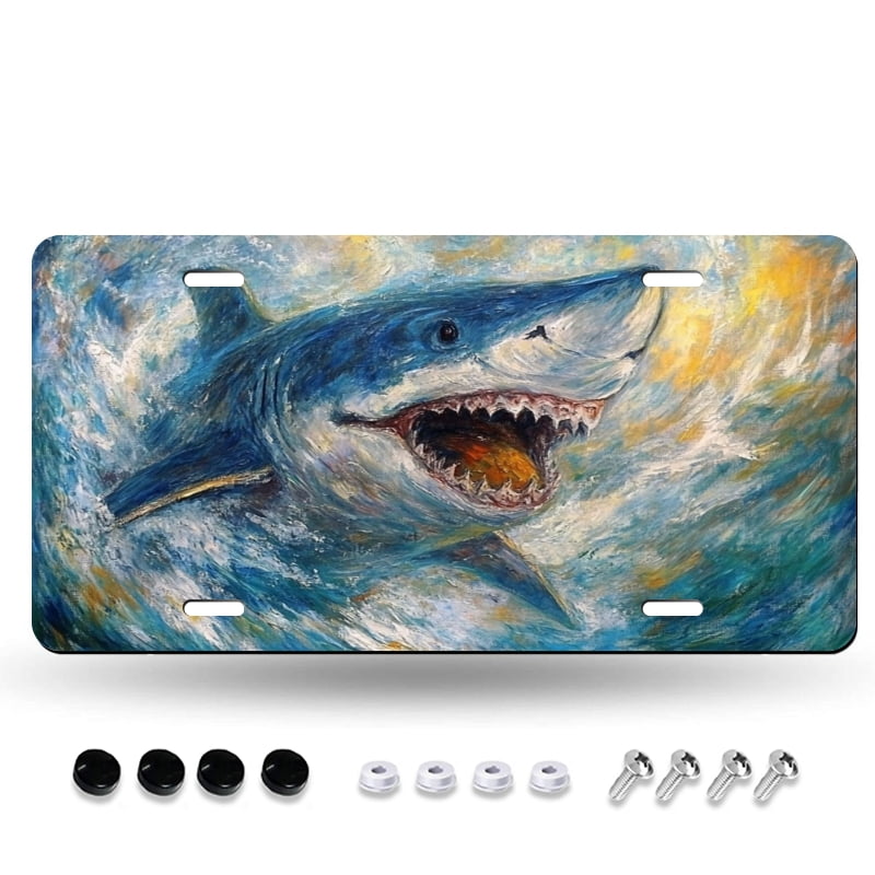 Novelty Decorative License Plate – Great White Shark in Turbulent ...