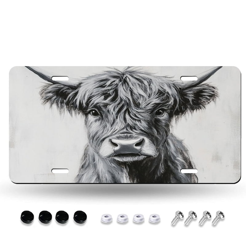 Novelty Decorative License Plate – Highland Cow with Long Hair and ...