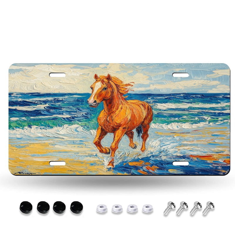 Novelty Decorative License Plate – Horse Galloping Along the Ocean ...