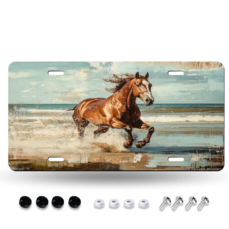 Novelty Decorative License Plate – Horse Galloping on the Beach ...