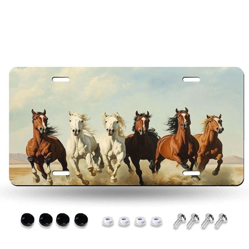 Novelty Decorative License Plate – Horses' Wild Sprint on a Desert ...