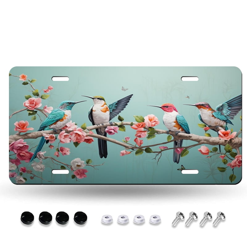 Novelty Decorative License Plate – Hummingbirds on a Flowering Branch ...