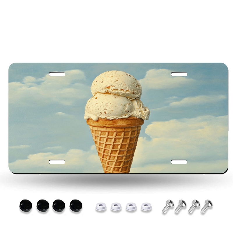 Novelty Decorative License Plate – Hyper - realistic Ice Cream Cone ...