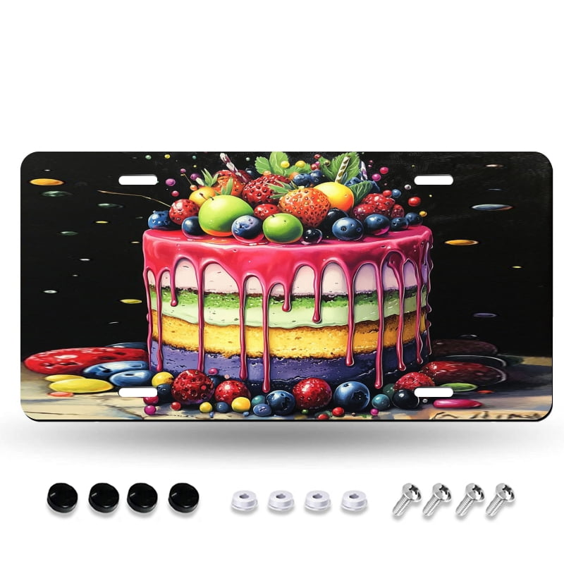 Novelty Decorative License Plate – Layered Fruit Cake with Dripping ...