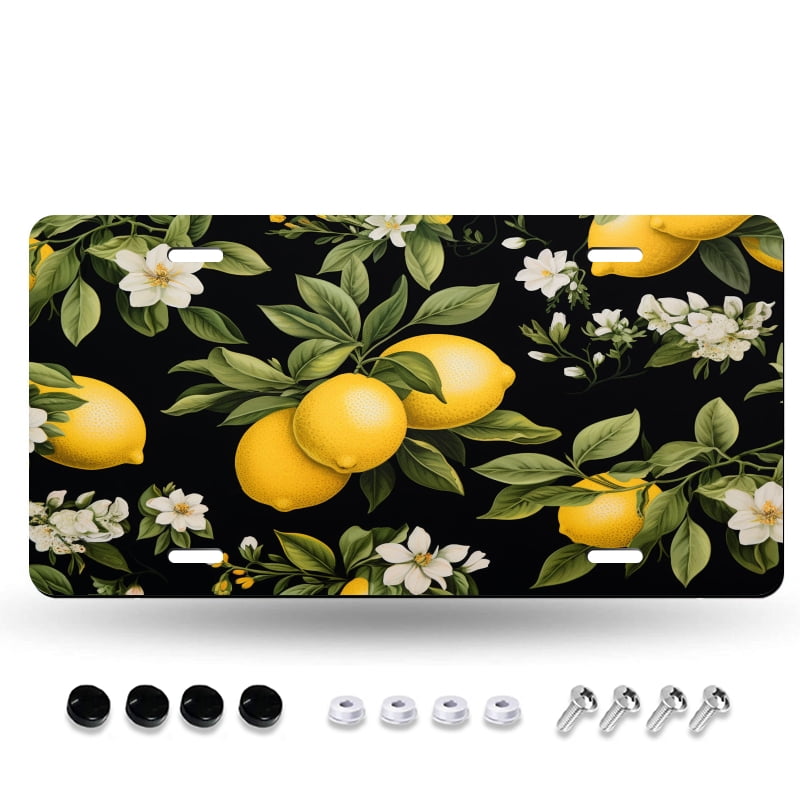 Novelty Decorative License Plate – Lemon Hanging Branch Floral Pattern ...