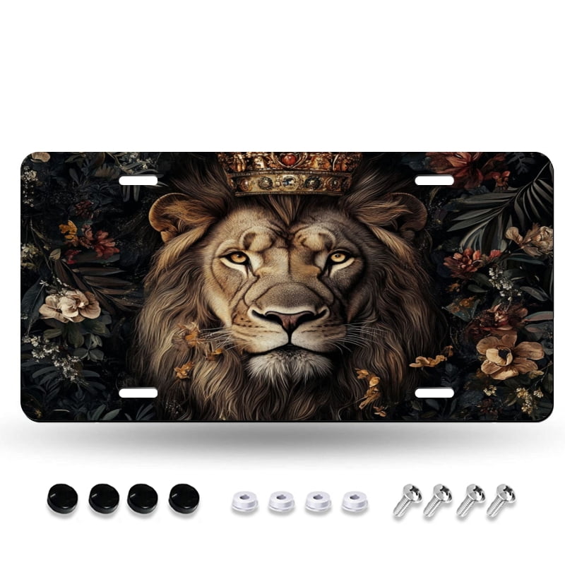 Novelty Decorative License Plate – Lion in an Oil painted Royal themed ...