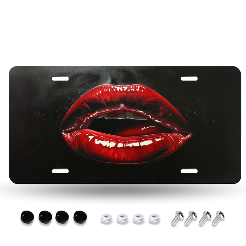 Novelty Decorative License Plate – Lips' Sensual Look with a Deep Red ...