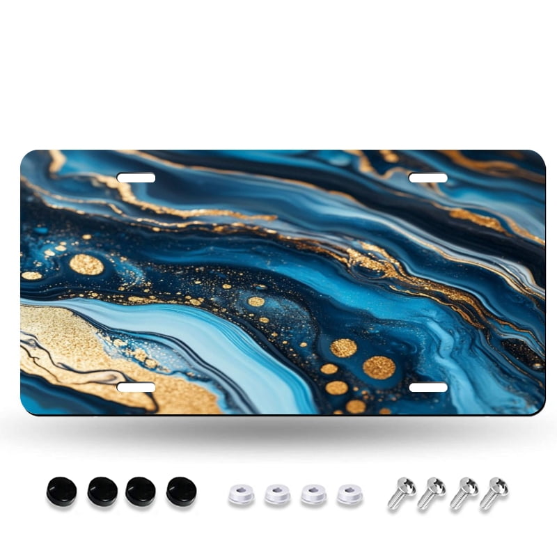 Novelty Decorative License Plate – Luxurious Allure of Blue - gold ...