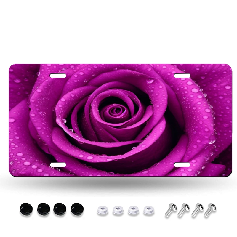 Novelty Decorative License Plate – Mesmerizing Purple Rose with ...