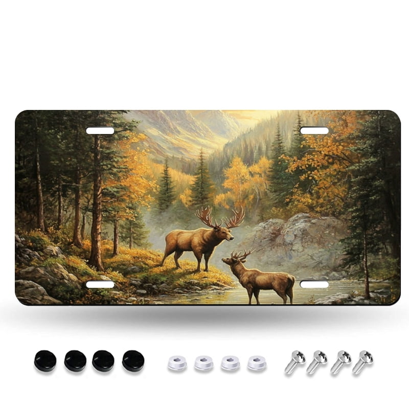 Novelty Decorative License Plate – Moose by the Stream in the Forest ...