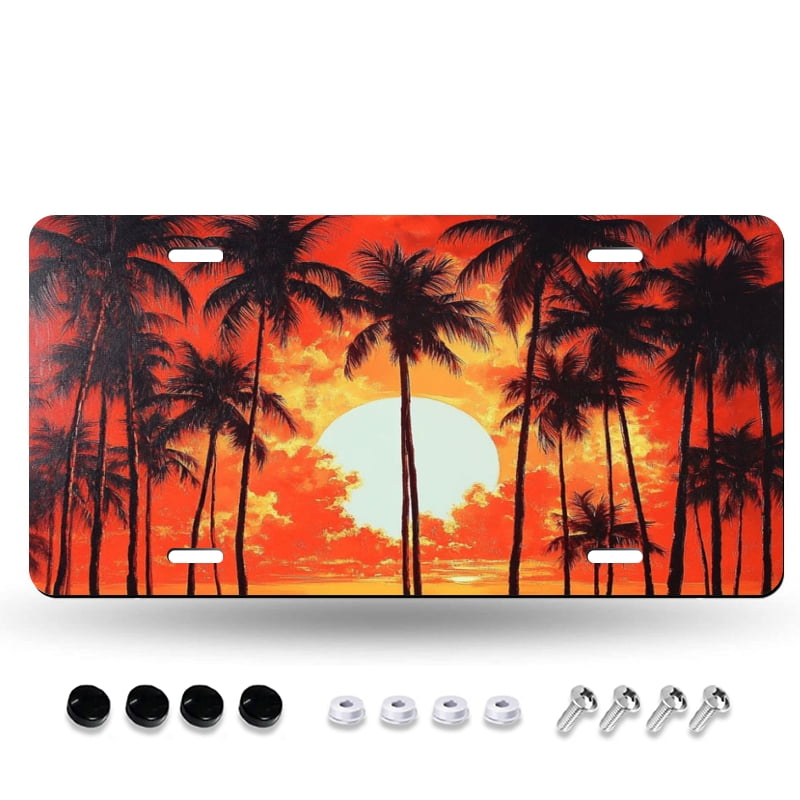Novelty Decorative License Plate – Oil Painting of a Tropical Beach ...