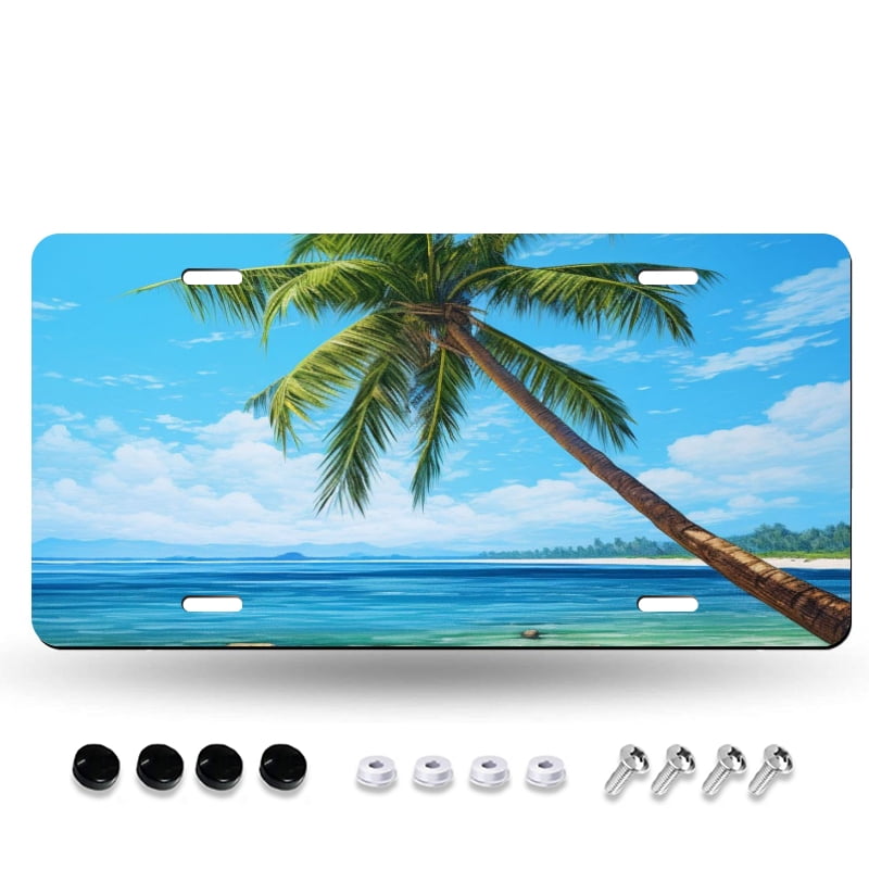 Novelty Decorative License Plate – Painting of a Tropical Beach with a ...