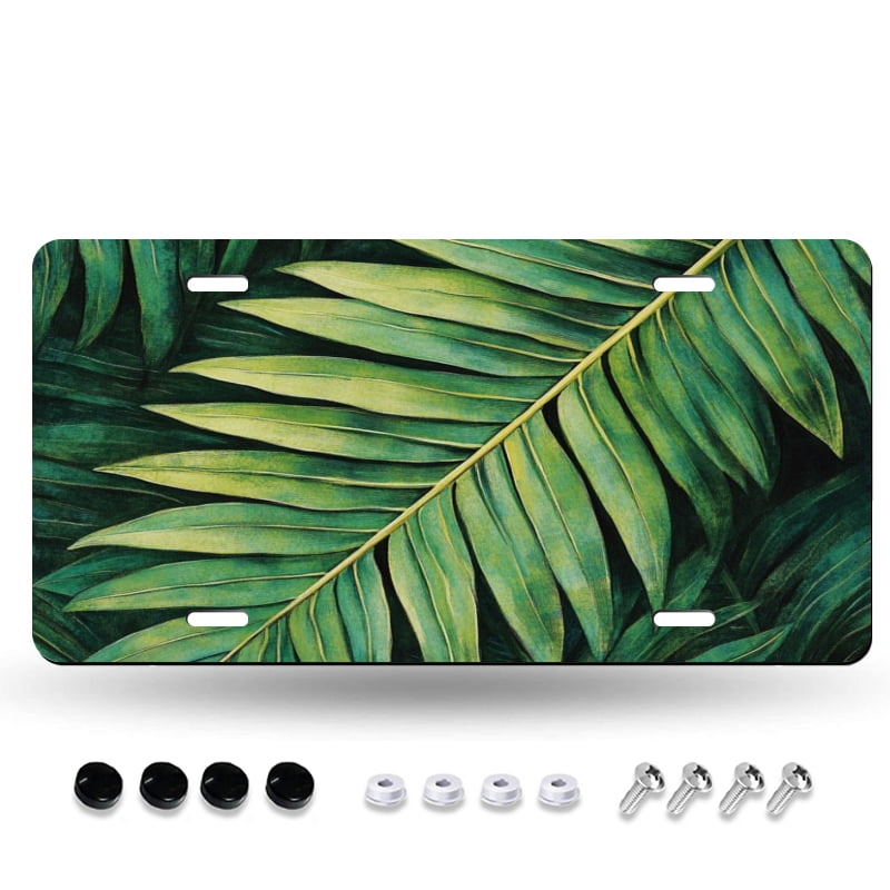 Novelty Decorative License Plate – Palm Leaf Pattern in Green Tones ...