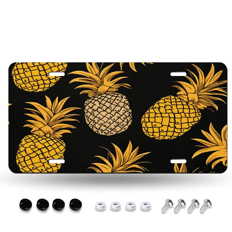 Novelty Decorative License Plate – Pineapple Pattern on a Black ...