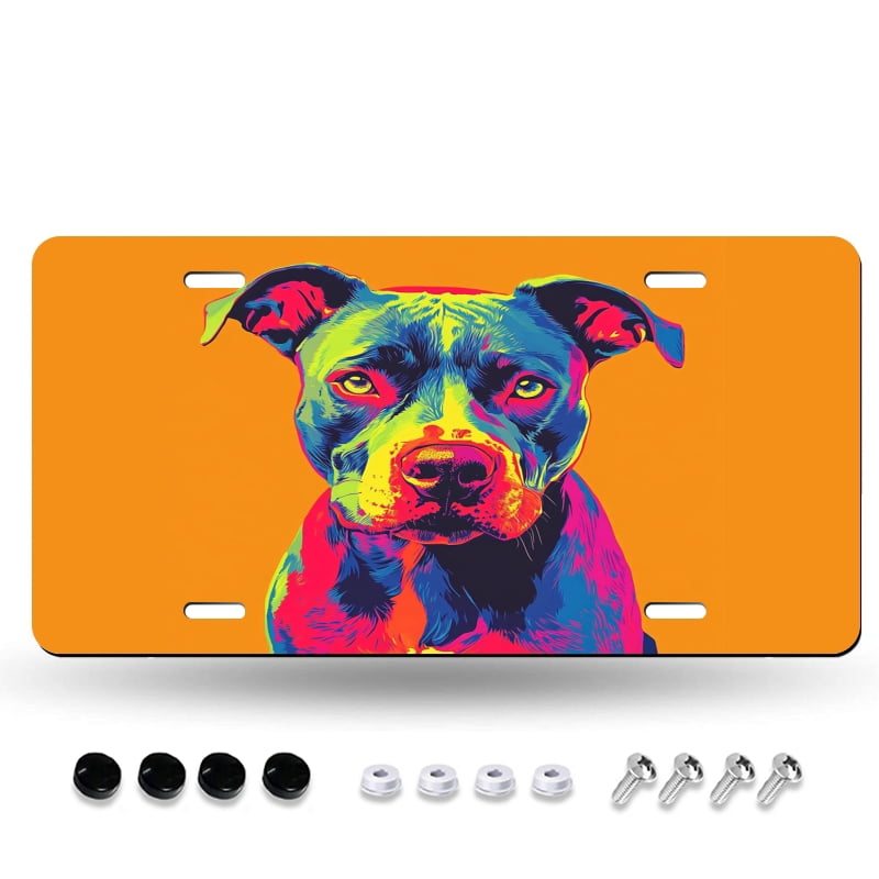 Novelty Decorative License Plate – Pop Art Representation of a Pitbull ...