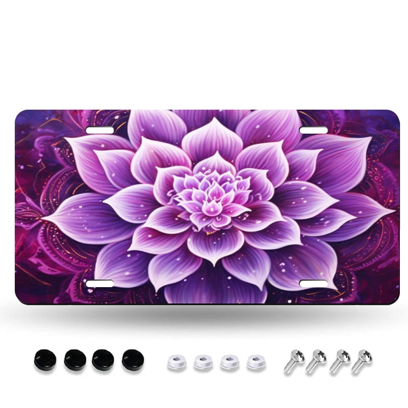 Novelty Decorative License Plate – Purple Lotus Flower in Mystical and ...