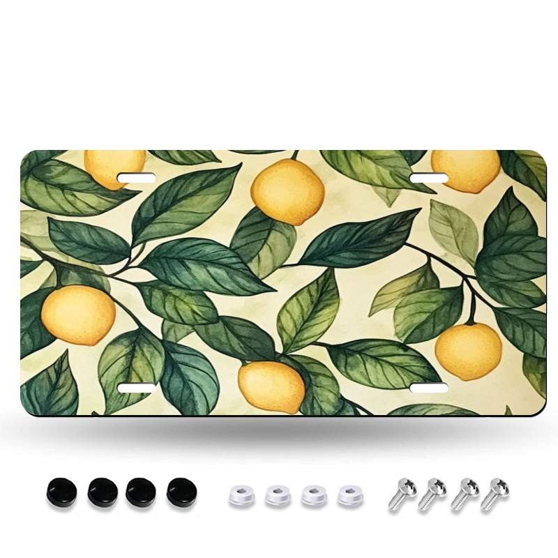 Novelty Decorative License Plate – Refreshing Lemon and Leaf Watercolor ...