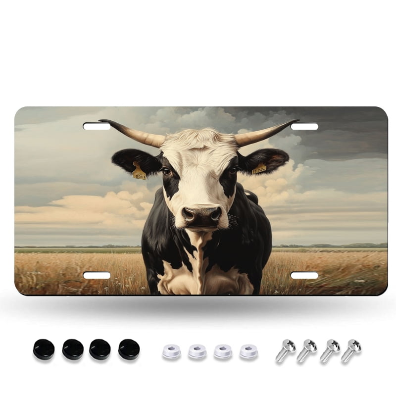 Novelty Decorative License Plate – The Rustic Allure of a Dairy Cow in ...