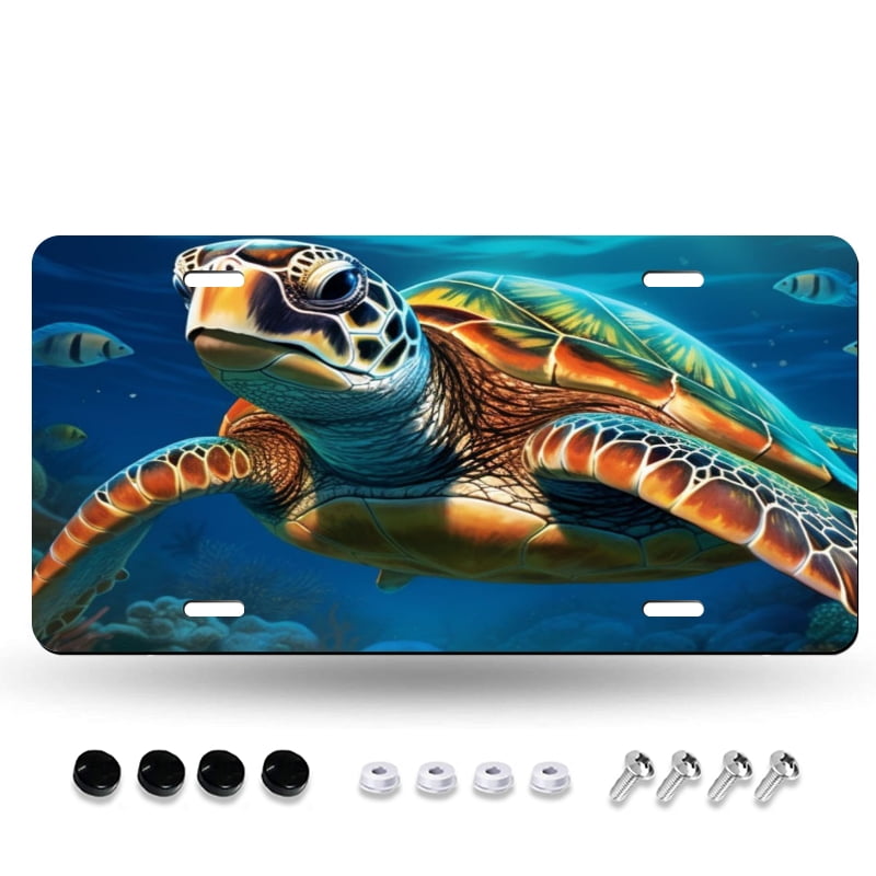 Novelty Decorative License Plate – Sea Turtle Swimming in Underwater ...
