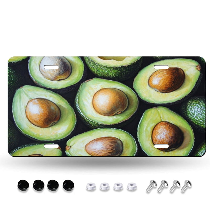Novelty Decorative License Plate – Sliced Avocados on a Dark Background ...