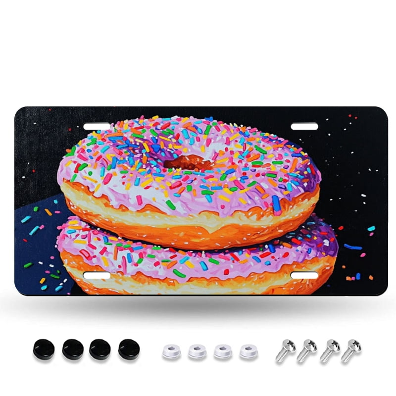 Novelty Decorative License Plate – Stacked Donuts with Pink Icing and ...