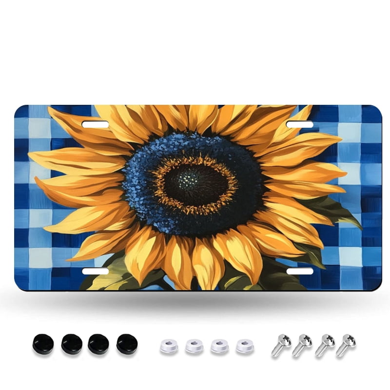 Novelty Decorative License Plate – Sunflower with a Blue Center on a ...