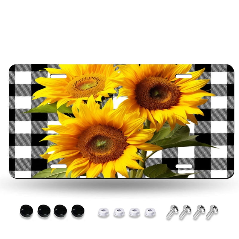 Novelty Decorative License Plate – Sunflowers against a Black - and ...