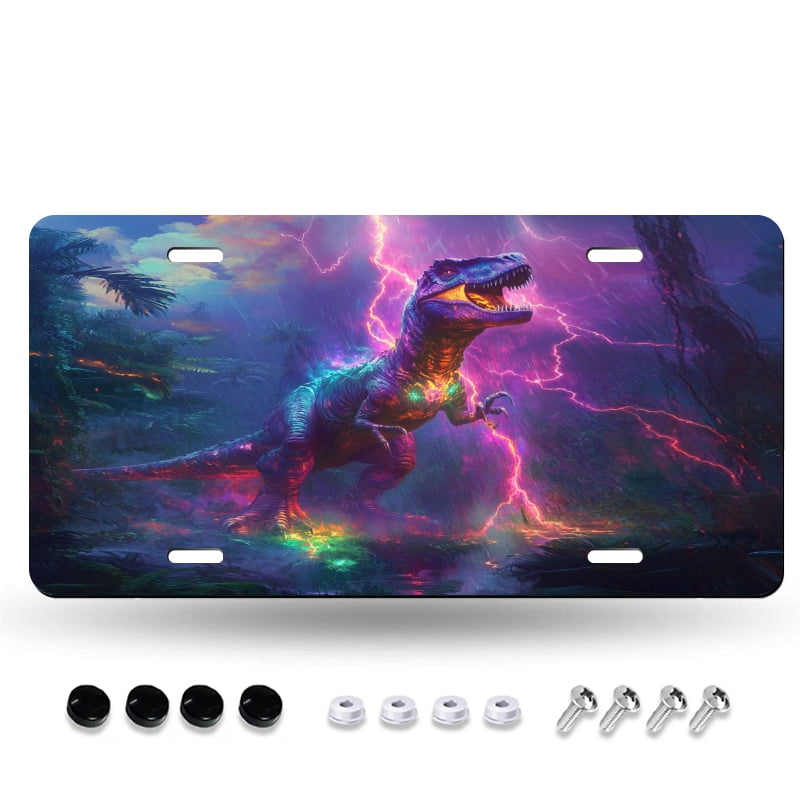Novelty Decorative License Plate – T - rex in a Tropical Rainforest ...