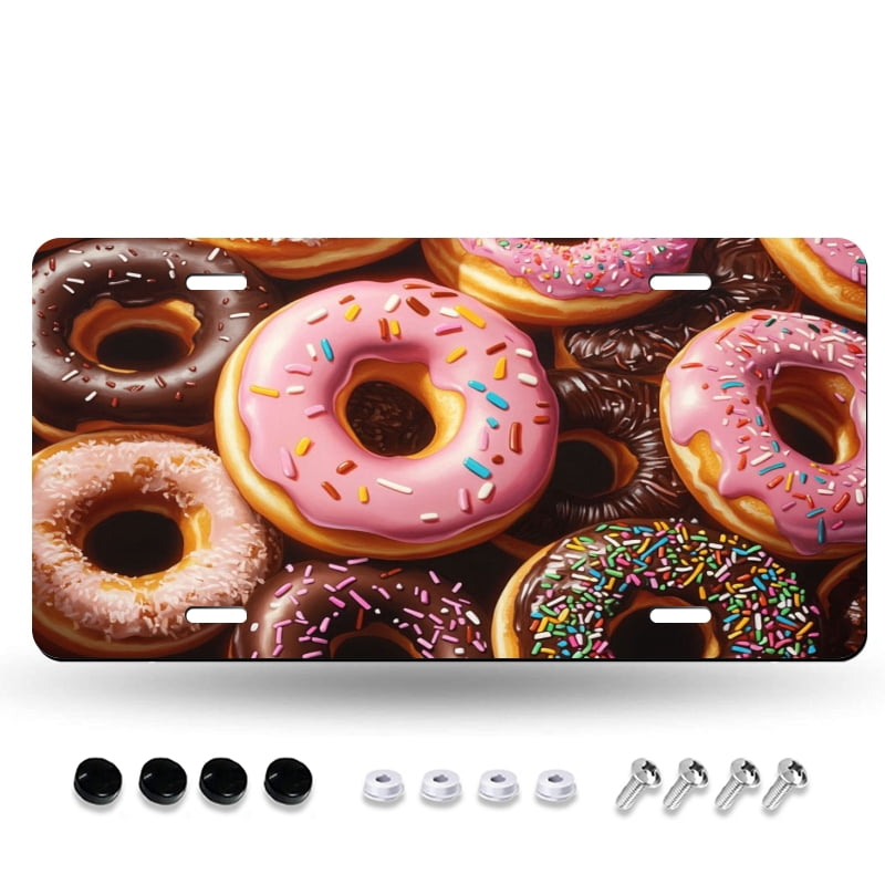 Novelty Decorative License Plate – Tempting Cluster of Frosted Donuts ...