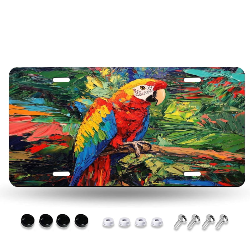 Novelty Decorative License Plate – The Exotic Allure of a Jungle Parrot ...