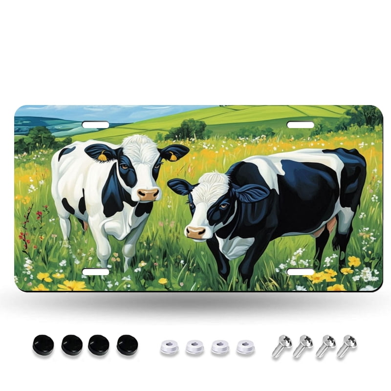Novelty Decorative License Plate – The Peaceful Allure of Cows in a ...