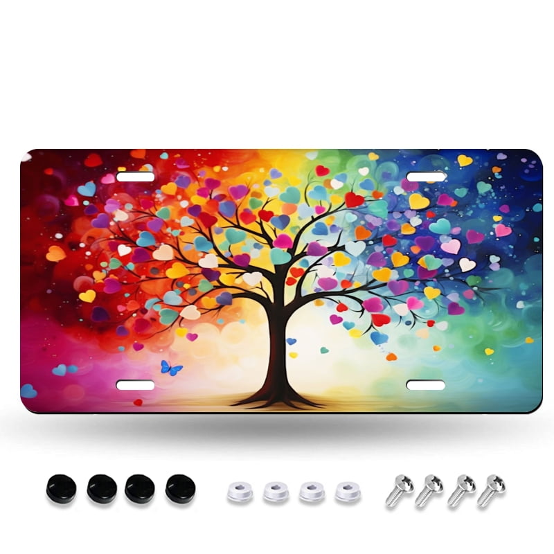Novelty Decorative License Plate – Tree with Heart - shaped Foliage in ...