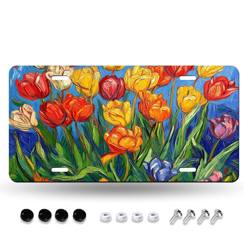 Novelty Decorative License Plate – Tulip Garden in a Flurry of Colors ...