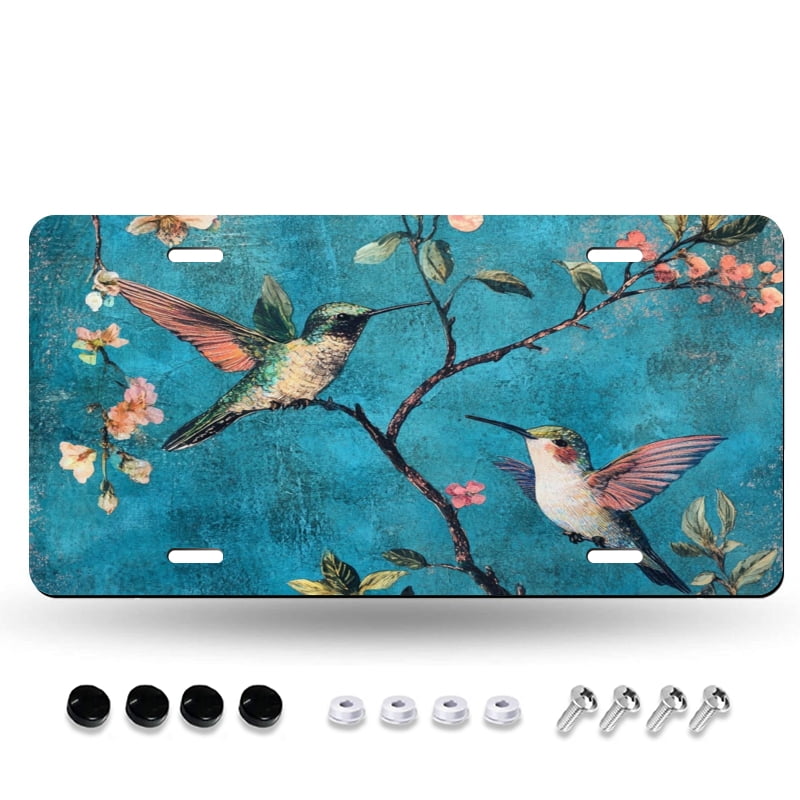 Novelty Decorative License Plate – Two Hummingbirds on a Flower laden ...