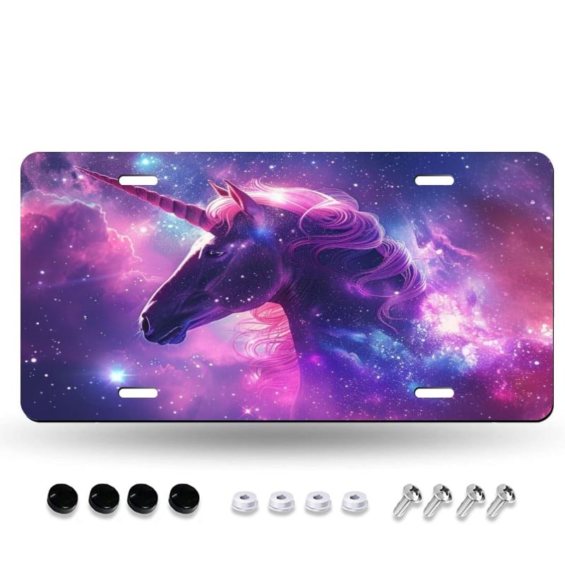 Novelty Decorative License Plate – Unicorn in Cosmic Galaxy of Stars ...
