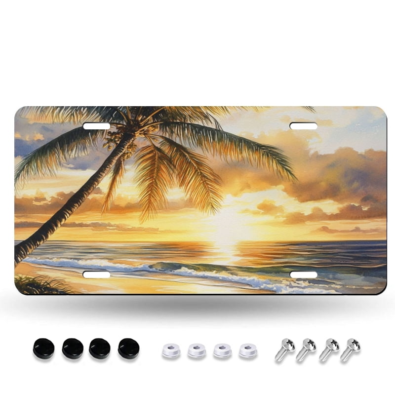 Novelty Decorative License Plate – Watercolor Painting of a Seaside ...
