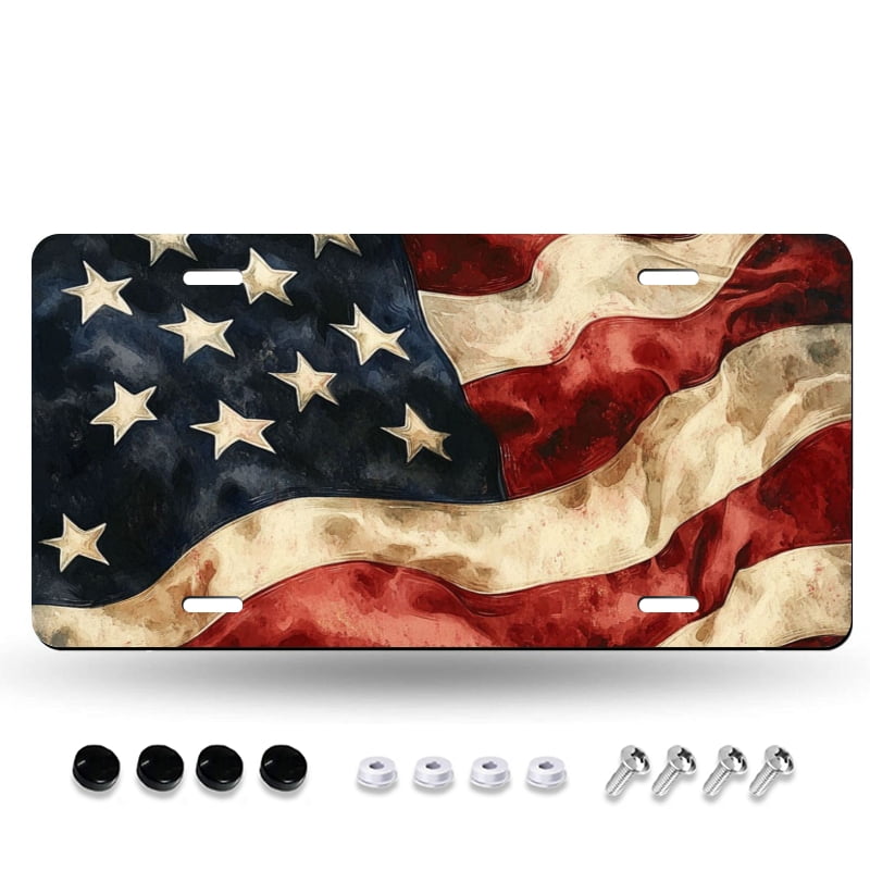 Novelty Decorative License Plate – Wavy American Flag Pattern with a ...